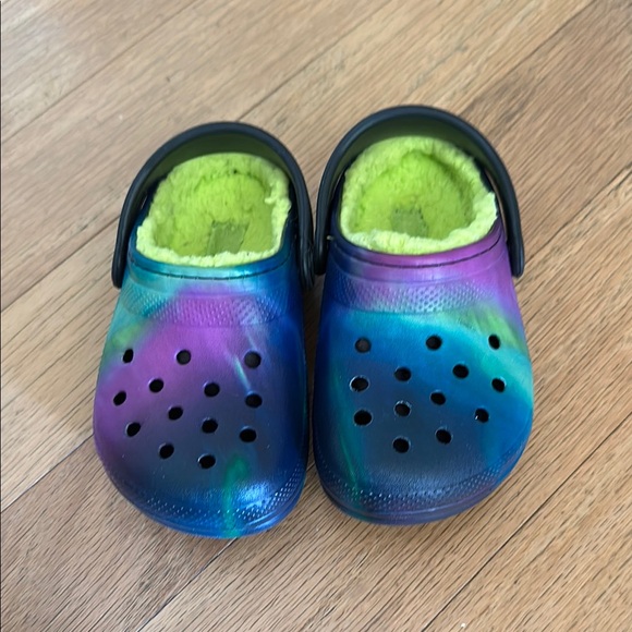 CROCS | Shoes | Crocs Blue And Purple Slippers With Perforated Design ...